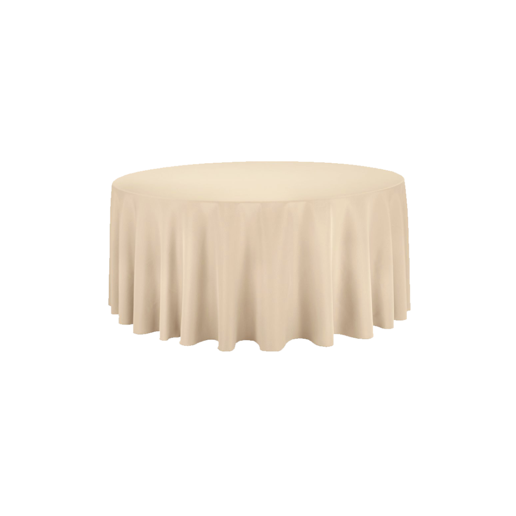 120″ Round Beige Tablecloth - Rentalry